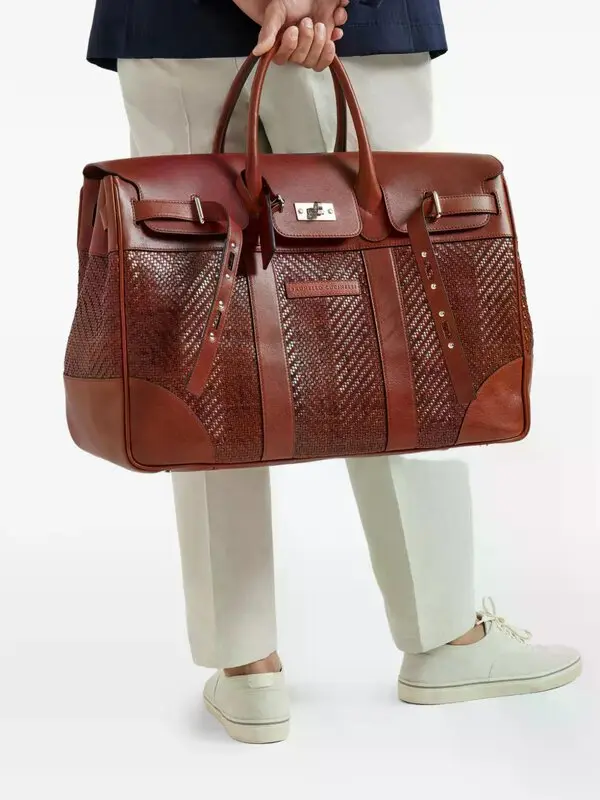 Brunello Cucinelli Braided Leather Luggage Bag