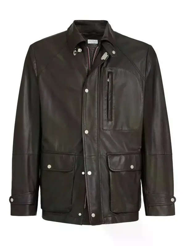 Brunello Cucinelli Calf Leather Jacket - Brown