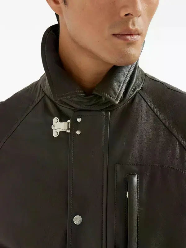 Brunello Cucinelli Calf Leather Jacket - Brown