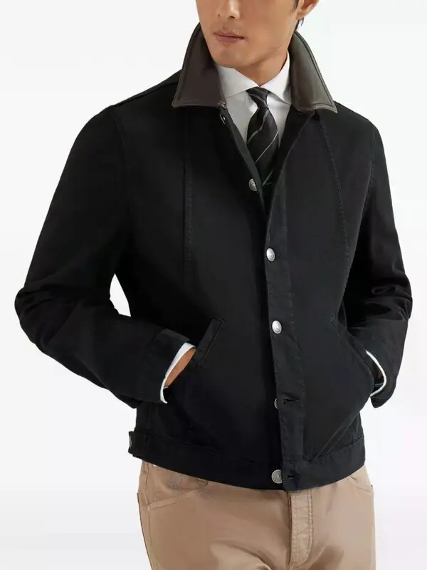 Brunello Cucinelli Garment-dyed Cotton Jacket - Black