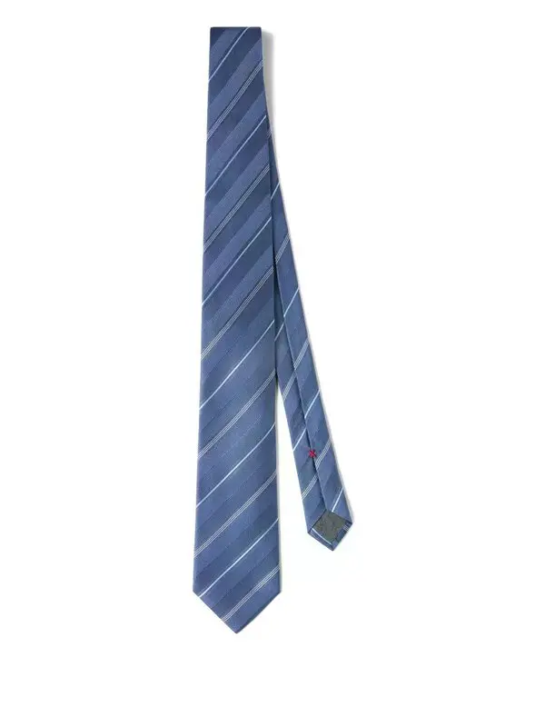 Brunello Cucinelli Striped Silk Neck Tie - Blue