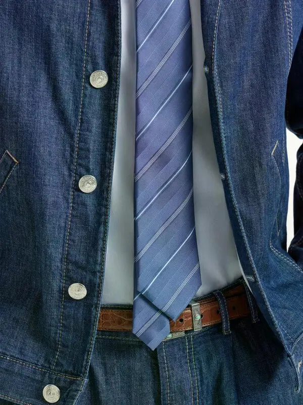 Brunello Cucinelli Striped Silk Neck Tie - Blue