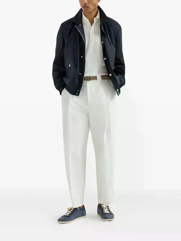 Brunello Cucinelli Butoon-fastening Logo-detail Polo Shirt - Neutrals