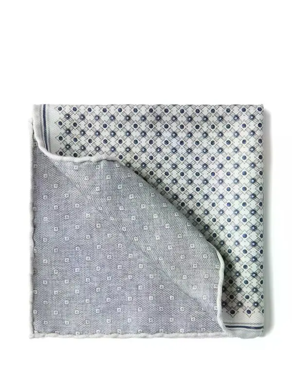 Brunello Cucinelli Geometric-pattern Silk Pocket Square - Grey