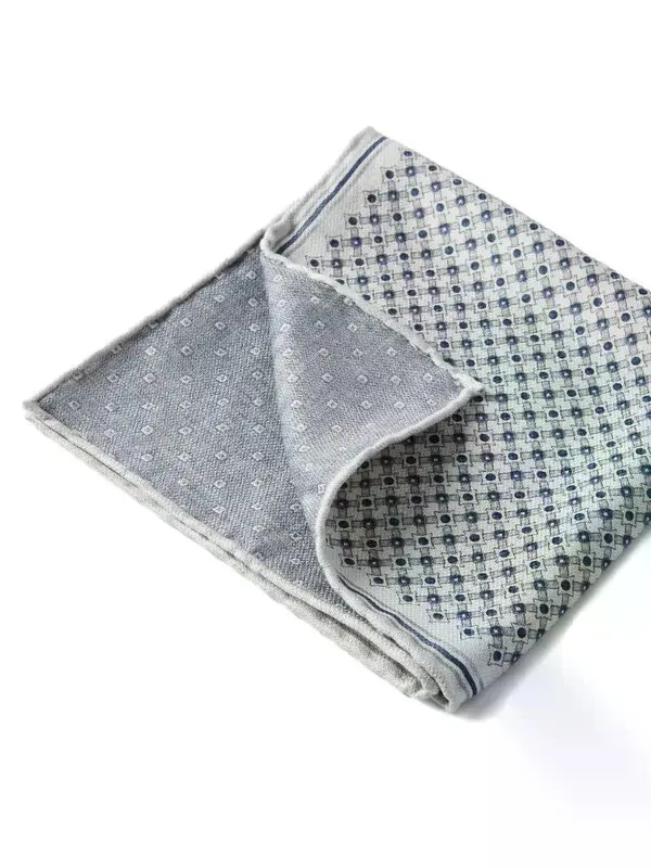 Brunello Cucinelli Geometric-pattern Silk Pocket Square Scarf - Grey