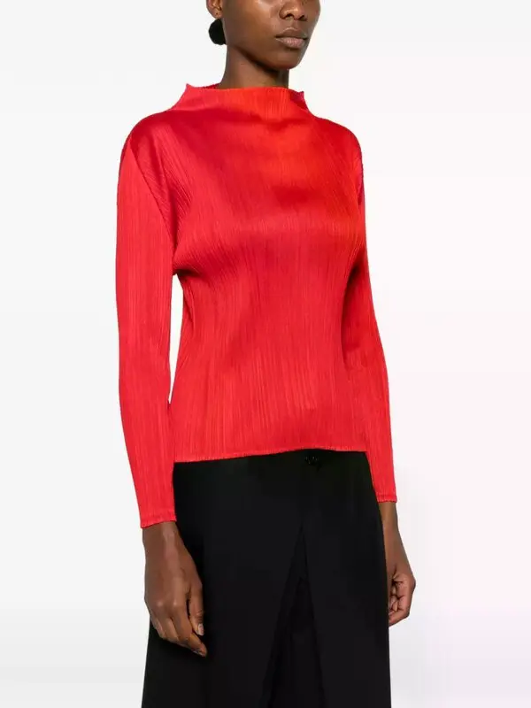 Issey Miyake Pleated Top - Red