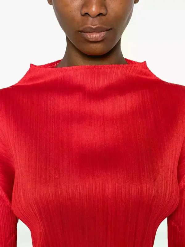 Issey Miyake Pleated Top - Red