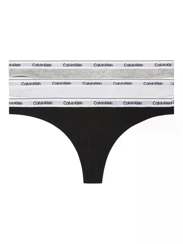Calvin Klein Logo Waistband Thong 3-pack - Black