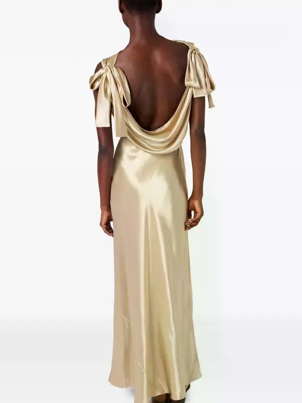 Miu Miu Long Satin Dress With Bow Accents