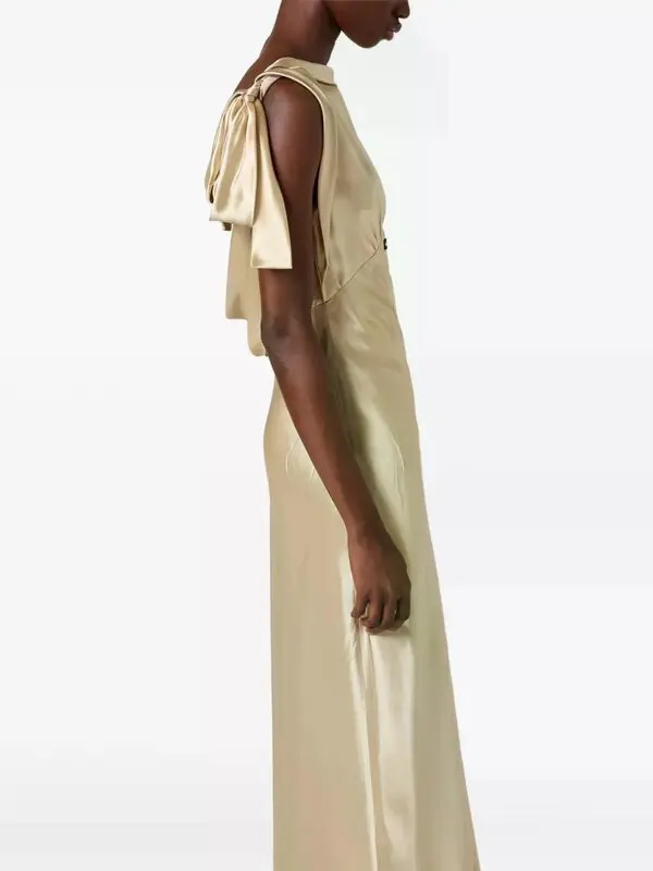 Miu Miu Long Satin Dress With Bow Accents