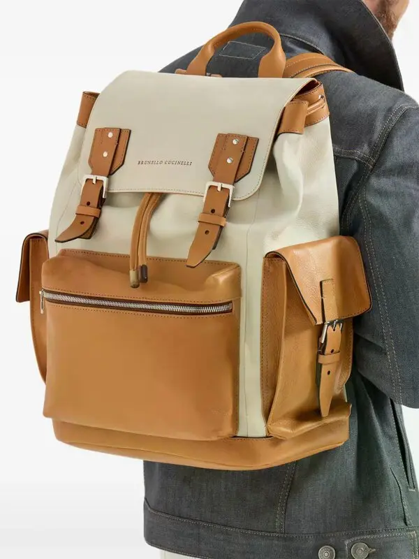 Brunello Cucinelli Grained Leather City Backpack - Neutrals
