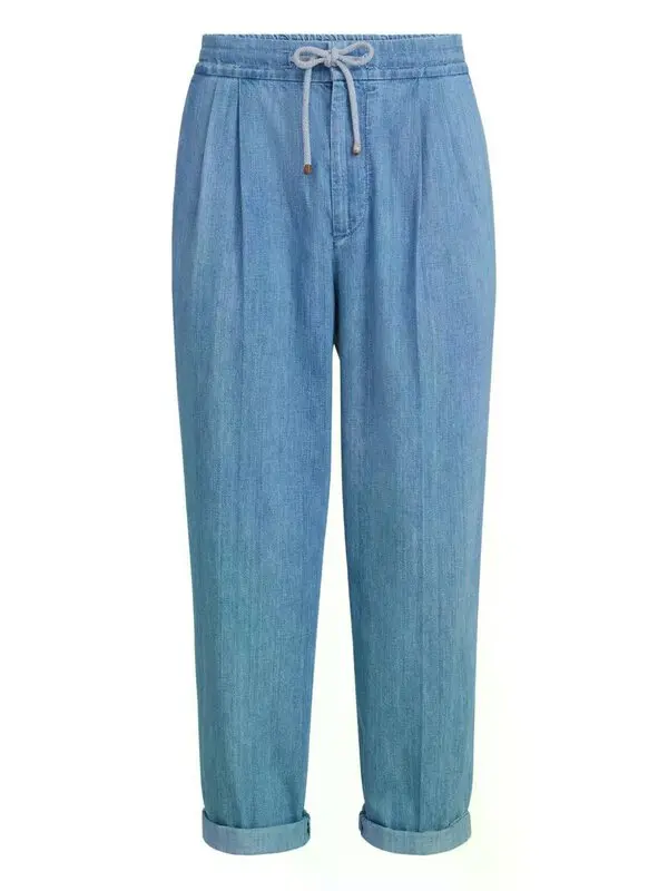 Brunello Cucinelli Drawstring-waist Pleated Jeans - Blue
