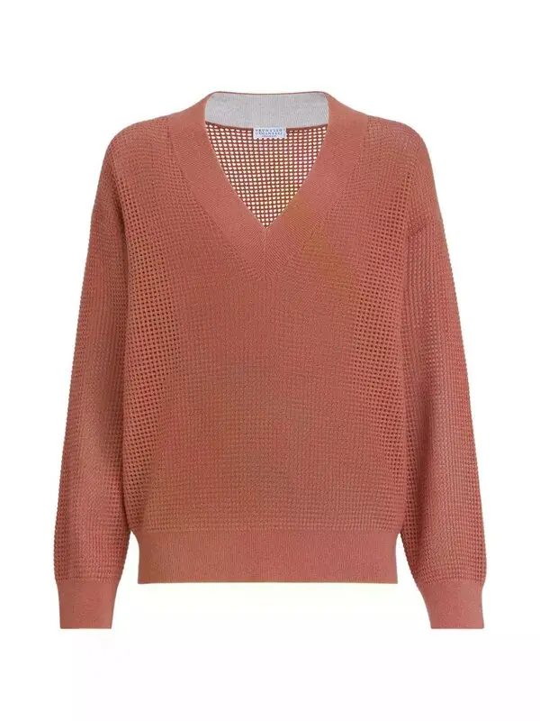 Brunello Cucinelli V-neck Sweater - Orange