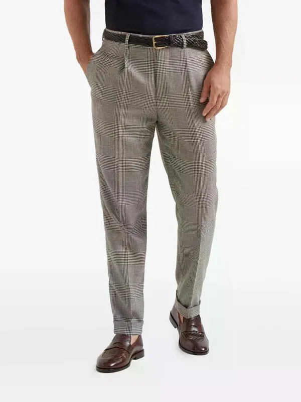 Brunello Cucinelli Check Trousers - Brown