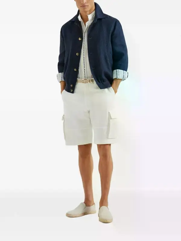 Brunello Cucinelli Navy Hopsack Shirt Jacket