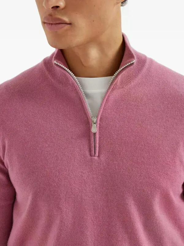 Brunello Cucinelli Cashmere Half-zip Sweater - Pink
