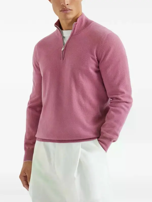 Brunello Cucinelli Cashmere Half-zip Sweater - Pink