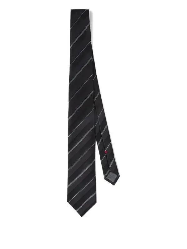 Brunello Cucinelli Striped Silk Neck Tie - Black