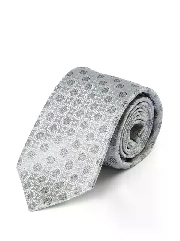Brunello Cucinelli Geometric-patterned Silk Tie - Grey