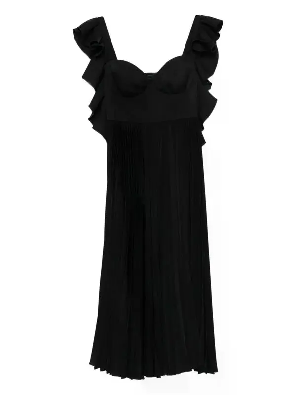 PARLOR Ruffled Pleated Midi Dress