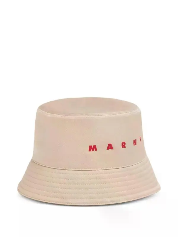 Marni Embroidered-logo Bucket Hat - Neutrals