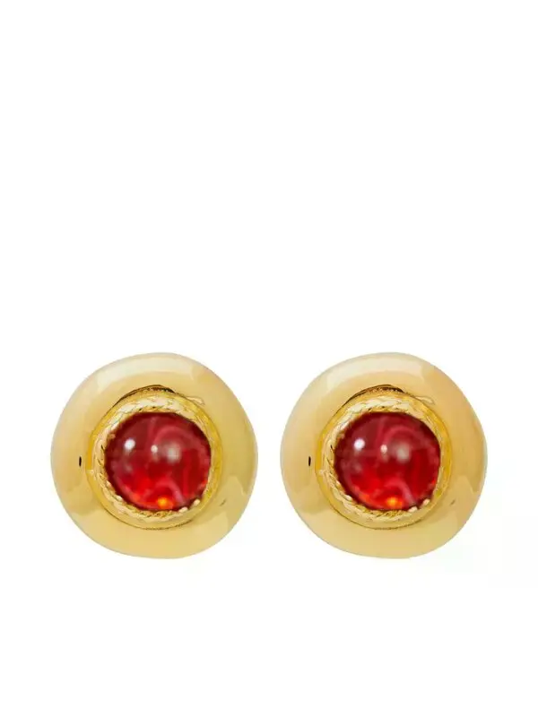 KENNETH JAY LANE Ruby-embellished Clip-on Earrings - Gold