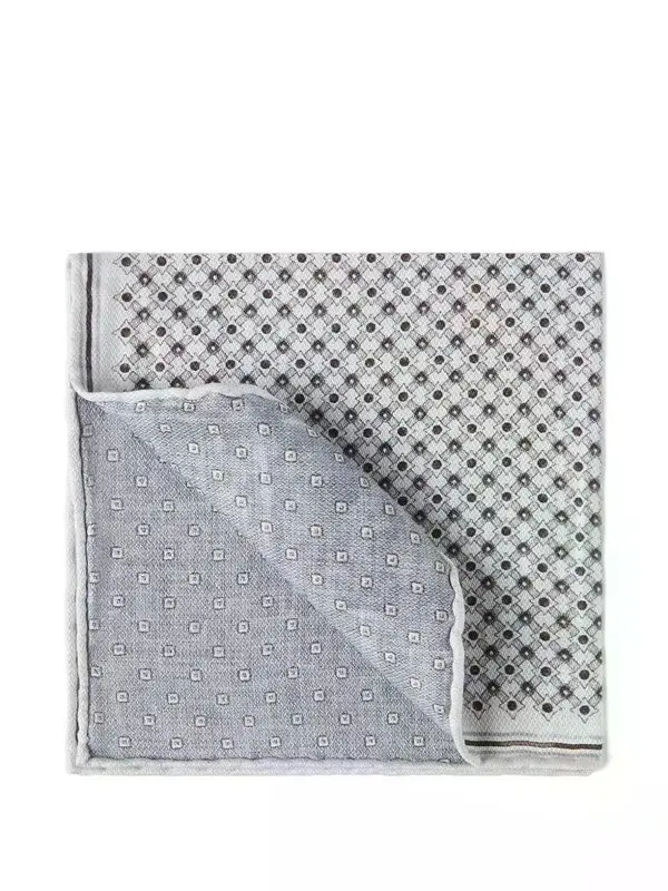 Brunello Cucinelli Geometric-pattern Silk Pocket Square - Grey