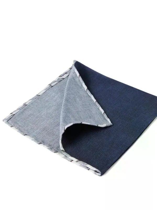 Brunello Cucinelli Striped-border Silk Pocket Square - Blue