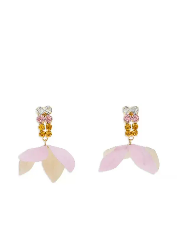 Marni Rhinestone Flower-pendant Earrings - Gold