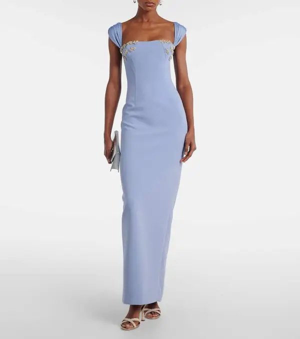 Rachel Gilbert Malia Embellished Crepe Corset Gown