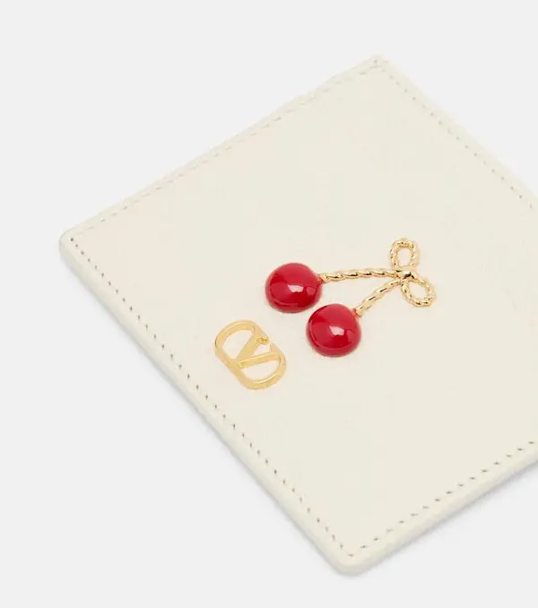 Valentino Garavani Embellished Leather Card Holder - Beige