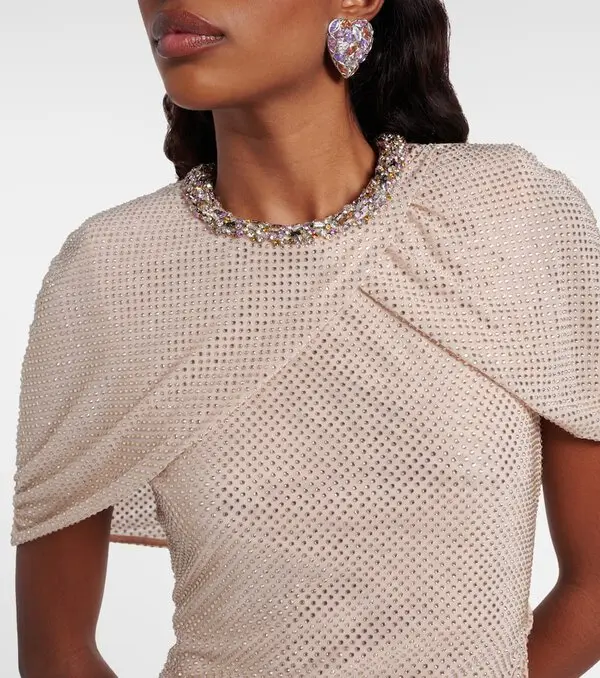 SELF-PORTRAIT Embellished Caped Maxi Dress