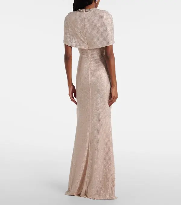 SELF-PORTRAIT Embellished Caped Maxi Dress