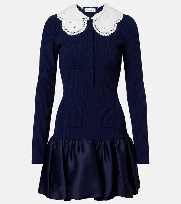 SELF-PORTRAIT Waffle-knit Minidress