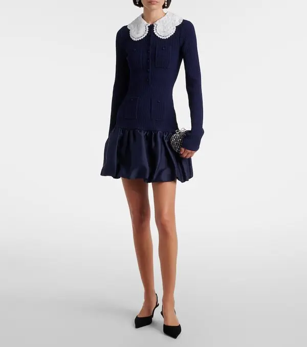 SELF-PORTRAIT Waffle-knit Minidress