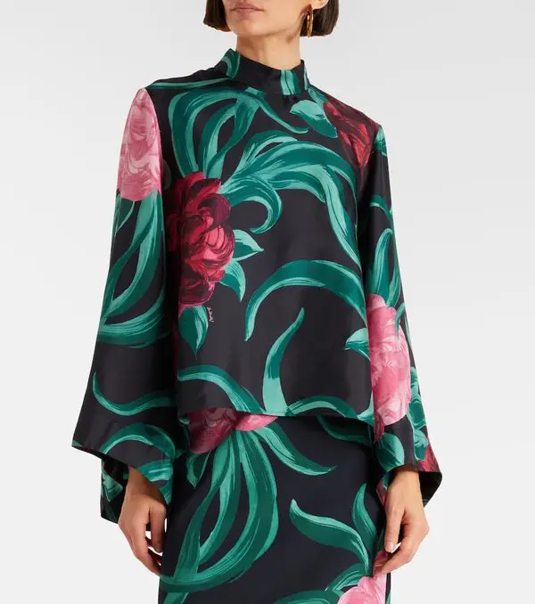 La DoubleJ Floral Silk Twill Top - Multicoloured