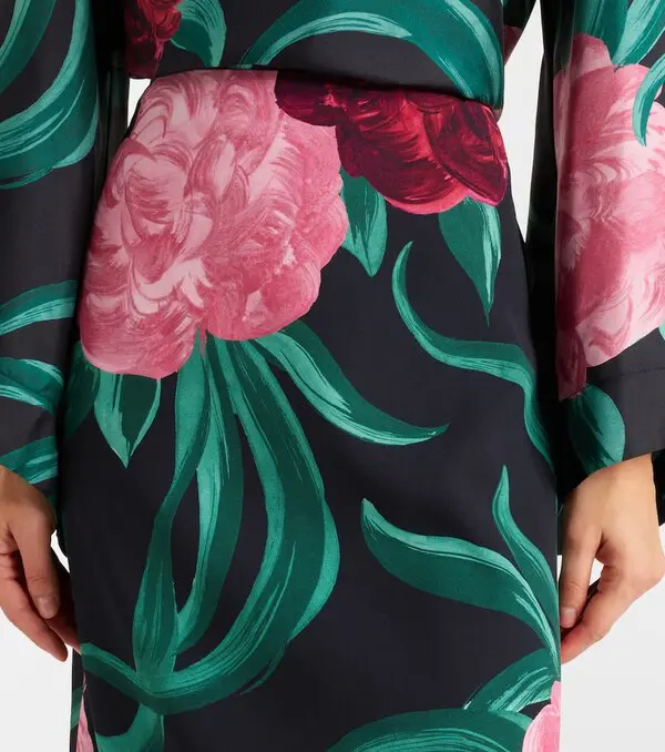 La DoubleJ Peony Floral Print Pencil Skirt