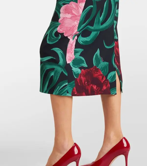La DoubleJ Peony Floral Print Pencil Skirt
