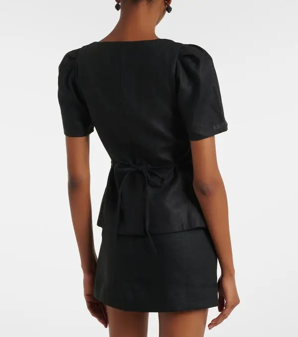 Faithfull The Brand Emma Linen Top - Black
