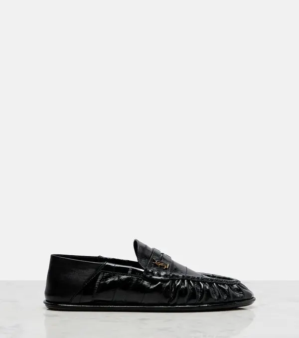 Saint Laurent Eel Leather Penny Loafers - Black