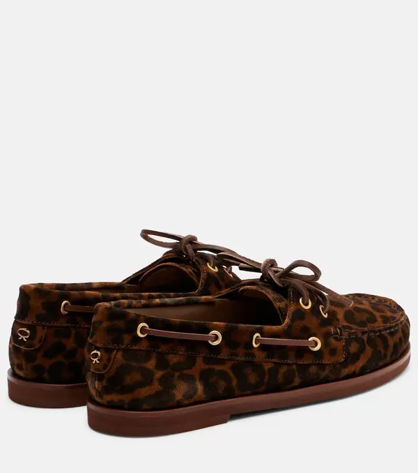 GIANVITO ROSSI Leopard-print Suede Boat Shoes - Brown