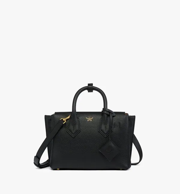 Mcm Milla Tote In Grained Leather - Black