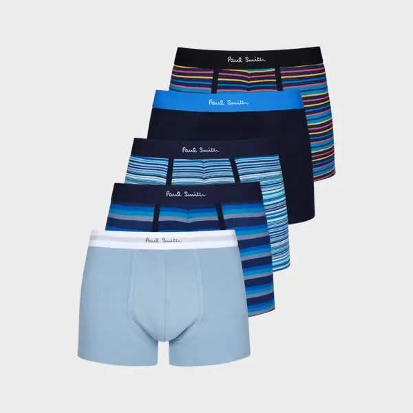Paul Smith Stripe And Plain Mixed Boxer Briefs Five Pack - Multicolour