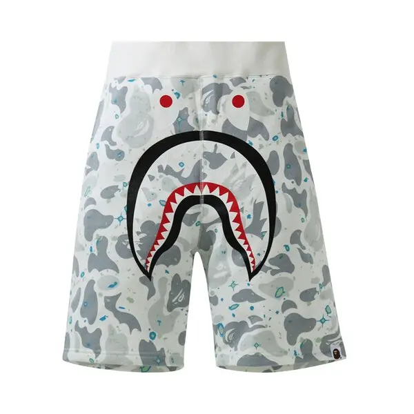 A BATHING APE Space Camo Shark Sweat Shorts - White
