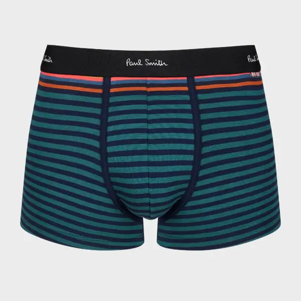 Paul Smith Teal And Navy Stripe Boxer Briefs - Blue