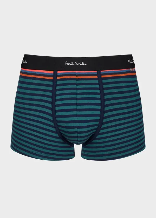 Paul Smith Teal And Navy Stripe Boxer Briefs - Blue
