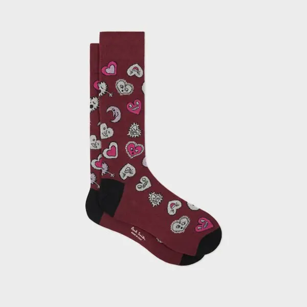 Paul Smith Hearts And Stars Cotton-blend Socks - Red