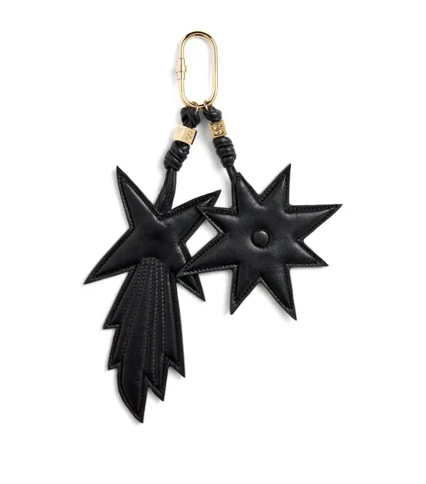 YVES SALOMON Lamb Leather Star Keyring - Black