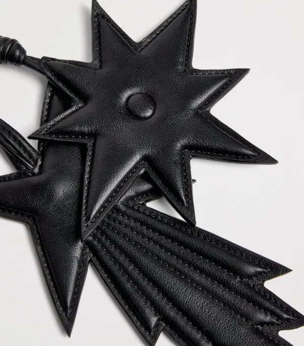 YVES SALOMON Lamb Leather Star Keyring - Black