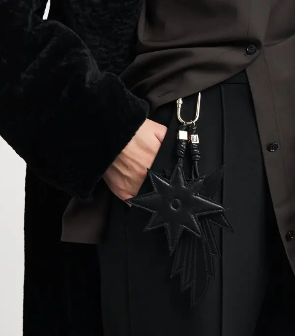 YVES SALOMON Lamb Leather Star Keyring - Black
